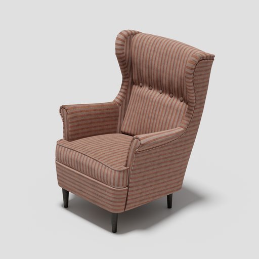 The Strandmon Wing Chair (Fabric.Pattern) | Armchairs models | BlenderKit