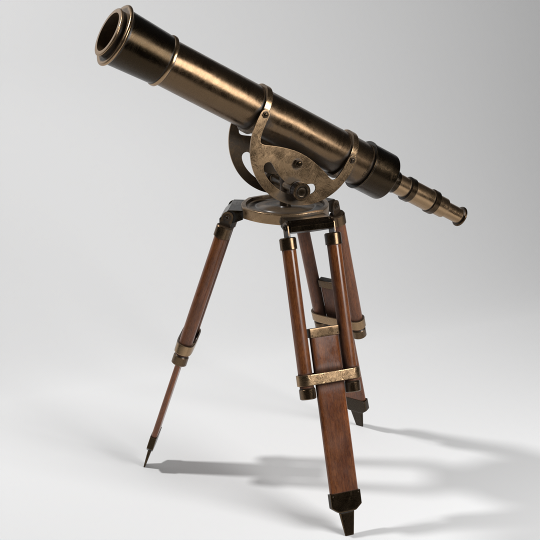 Antique Brass Astronomy Telescope | Photography models | BlenderKit