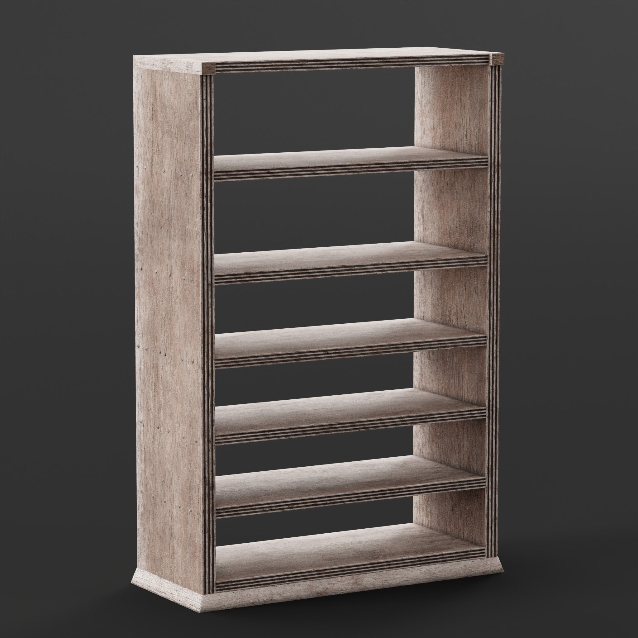 Wooden Bookshelf Worn | FREE 3D Bookcase models | BlenderKit