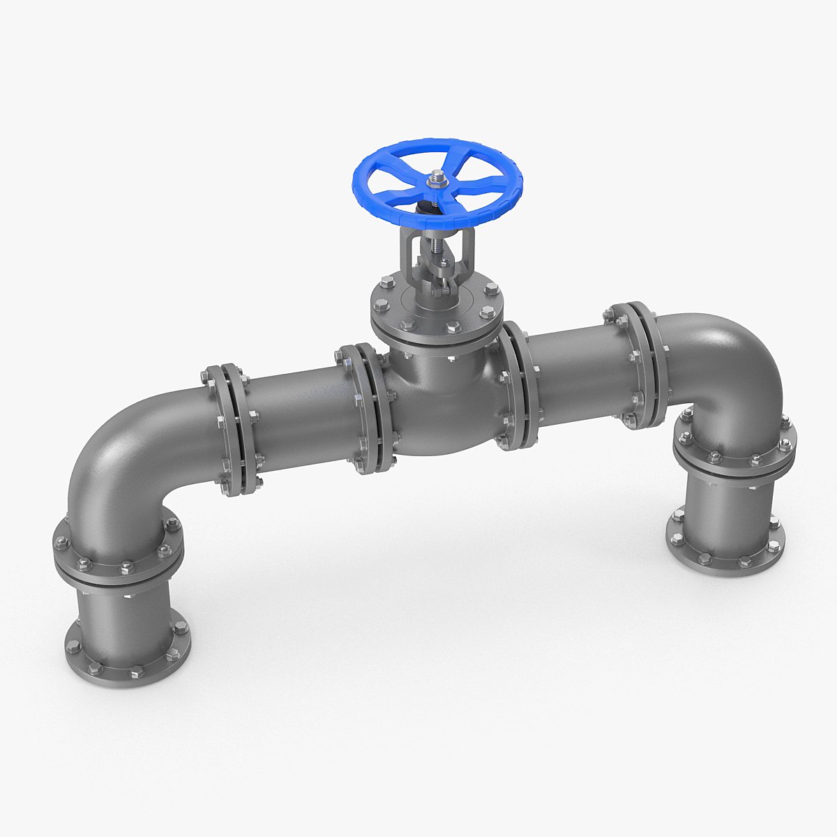 Gate Valve and Pipes | Industrial parts models | BlenderKit