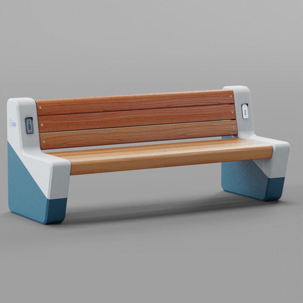 Modern Usb Bench | Urban Environment models | BlenderKit