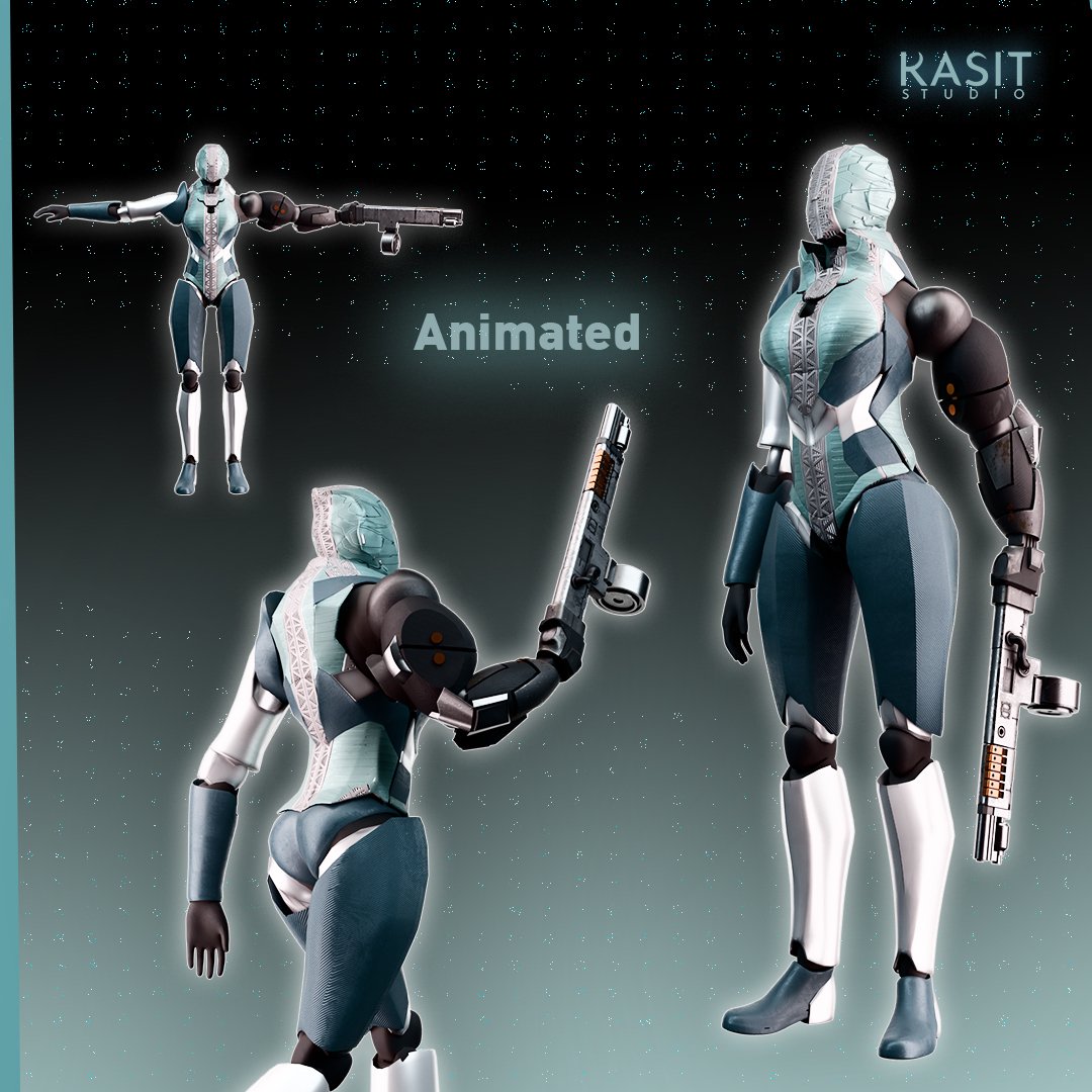 Girl EXO Armor + Arm V2 - V4 | Sci-Fi Characters models | BlenderKit