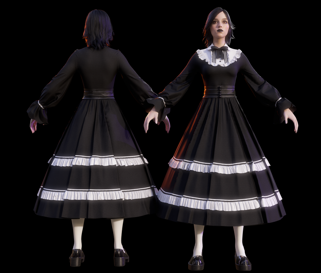 Gothic Lolita Female Character 3D Model | Women models | BlenderKit