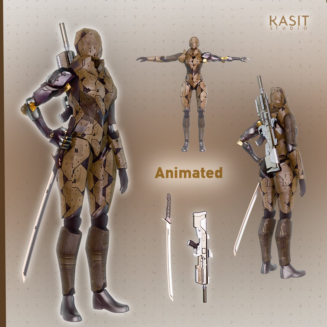 Girl EXO Armor - Riged V1 - V3 animated | Sci-Fi Characters models ...