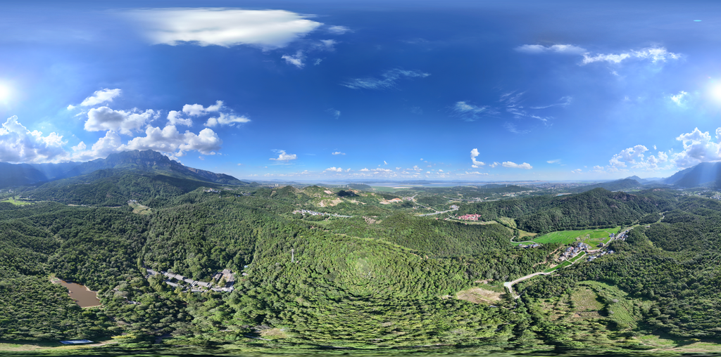 Green tree mountain cloud bluesky | Nature HDRis | BlenderKit