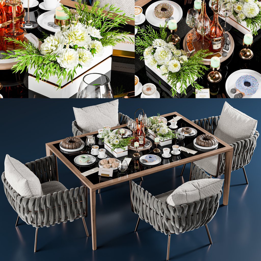 Tosca club chair and table | Tables models | BlenderKit