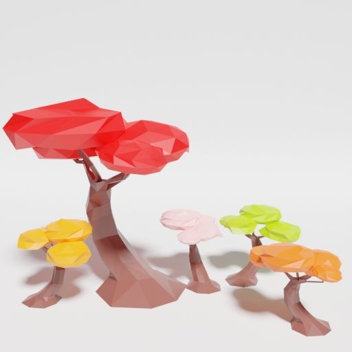 Low Poly Japan Tree Multicolor | Trees models | BlenderKit