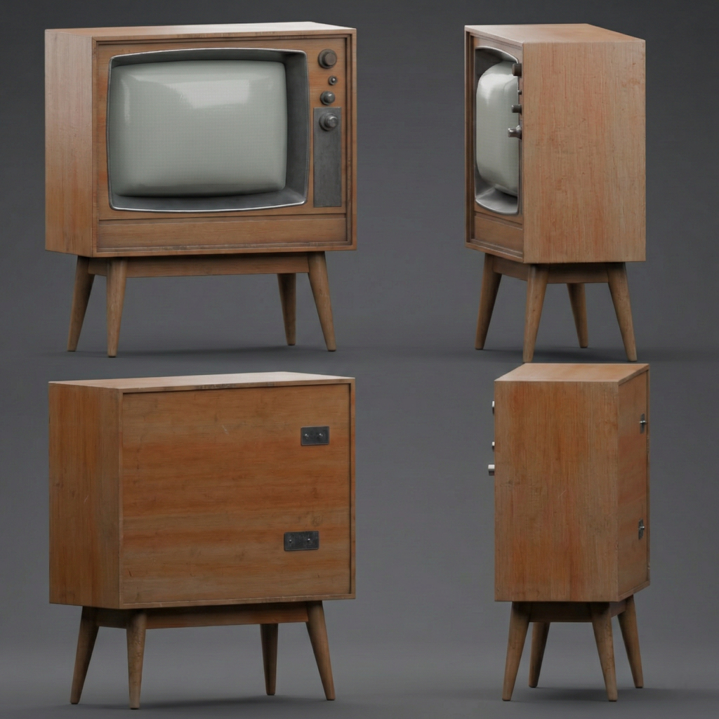 Vintage Wooden CRT TV 3D Model | Interior Decorations models | BlenderKit