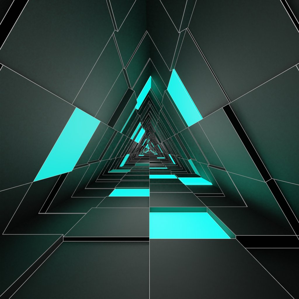 BlenderKit | Download the FREE Triangle Tunnel with Random Light Loop scene