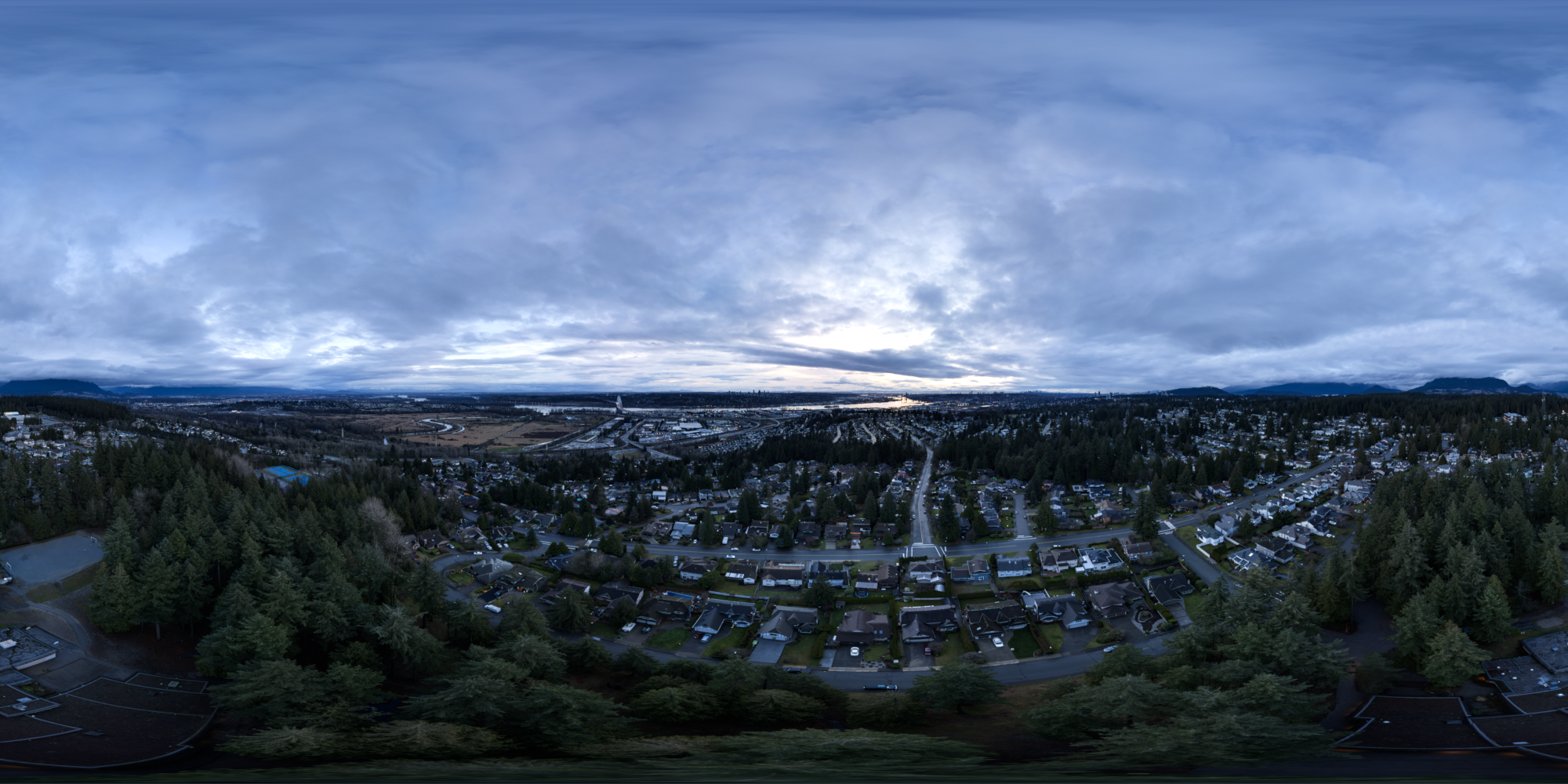 Aerial Cityscape Overcast Sunset | Cityscapes HDRis | BlenderKit