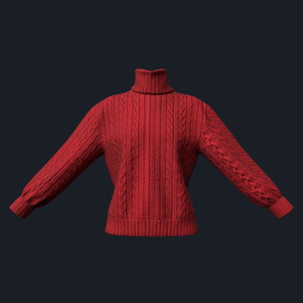 Turtleneck Knit Sweater | Women Clothing models | BlenderKit