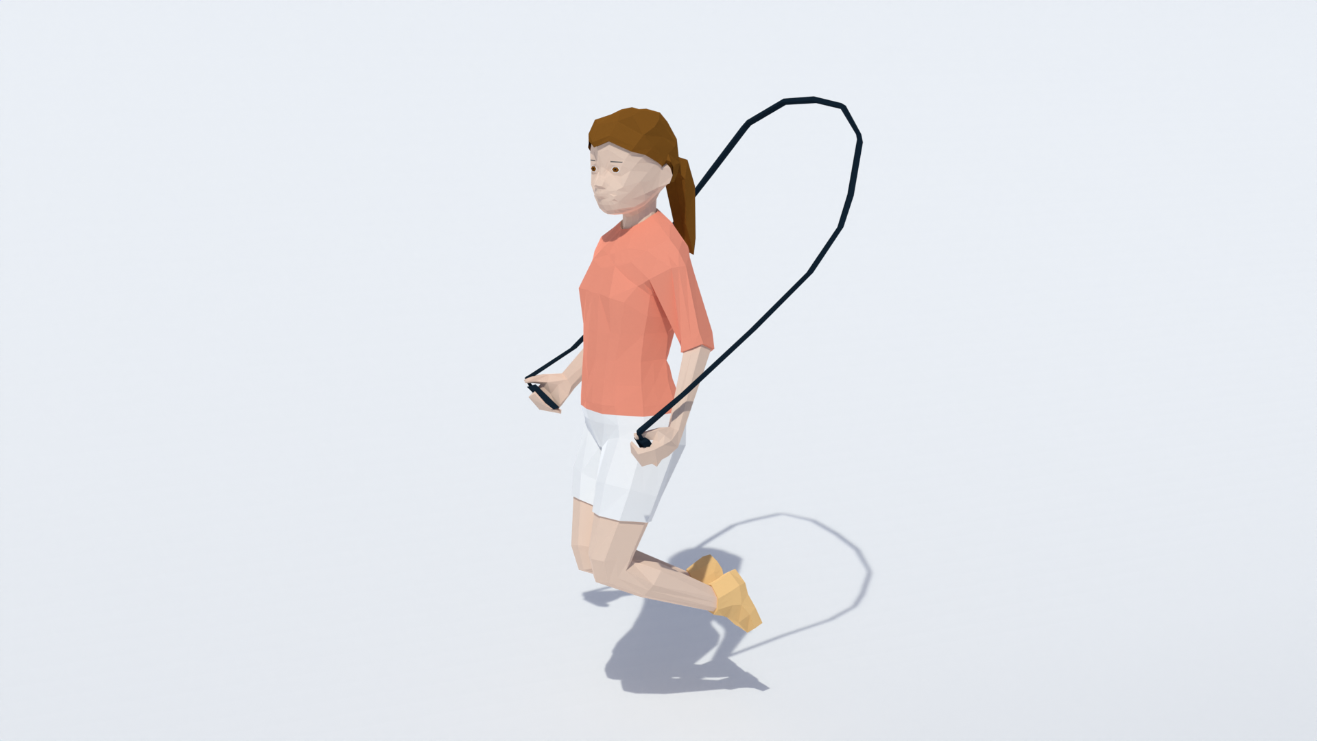Low Poly Girl Playing With a Rope | Children models | BlenderKit