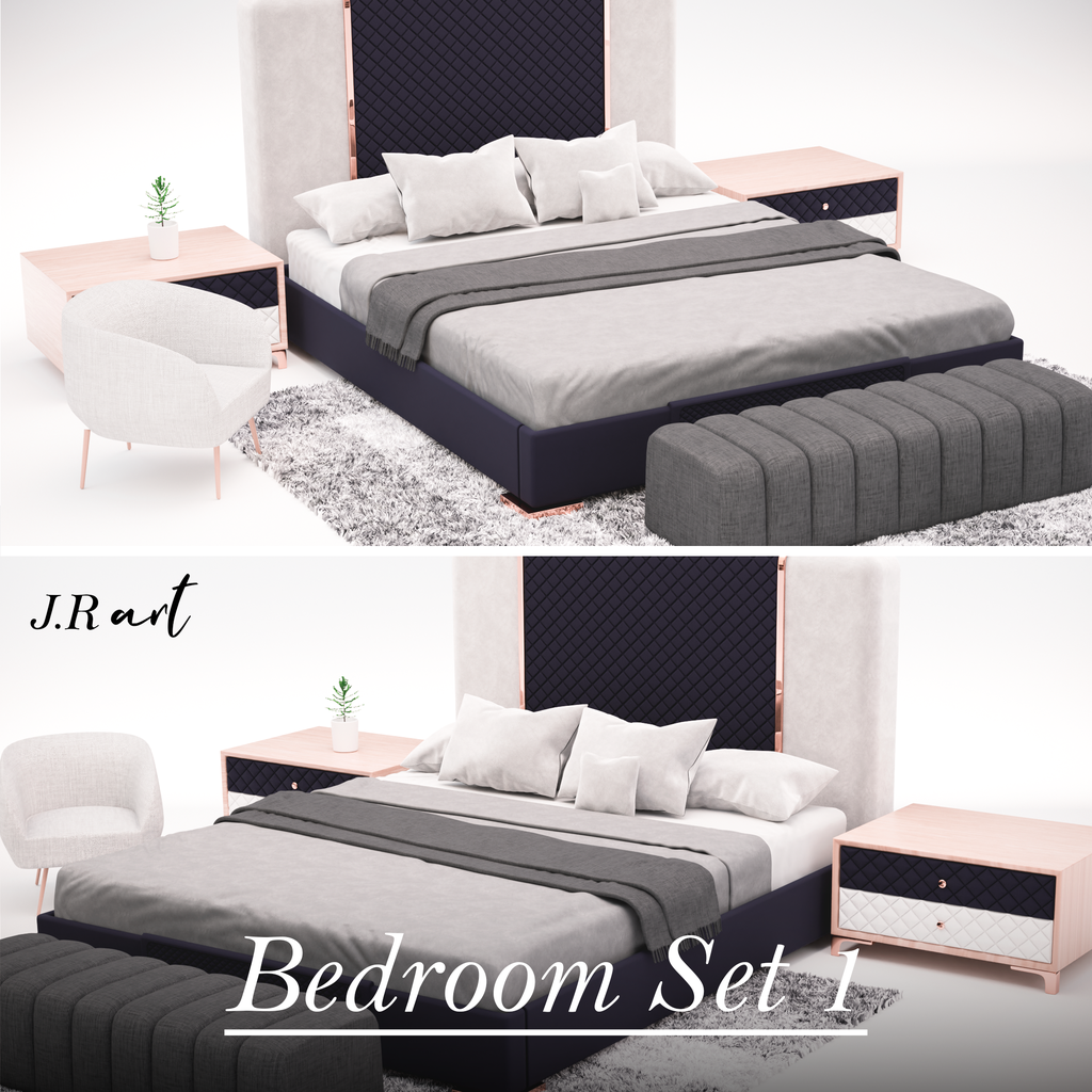Bedroom Kit (one) | FREE Beds models | BlenderKit