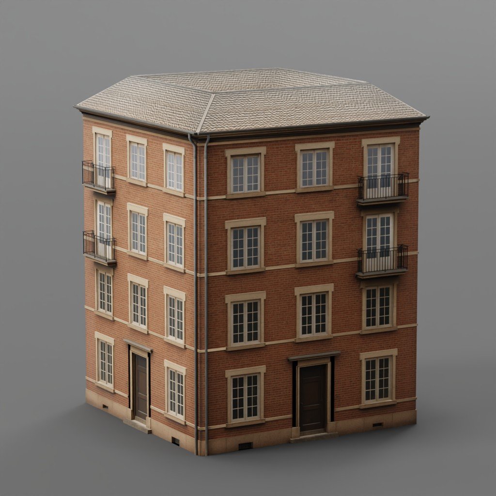 BlenderKit | Download the Red Bricks Building model