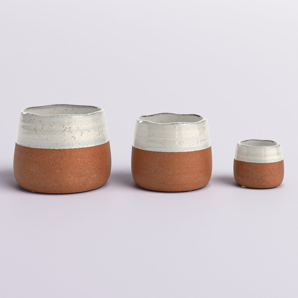 Set of 3 Ceramic Planters | FREE Vases models | BlenderKit