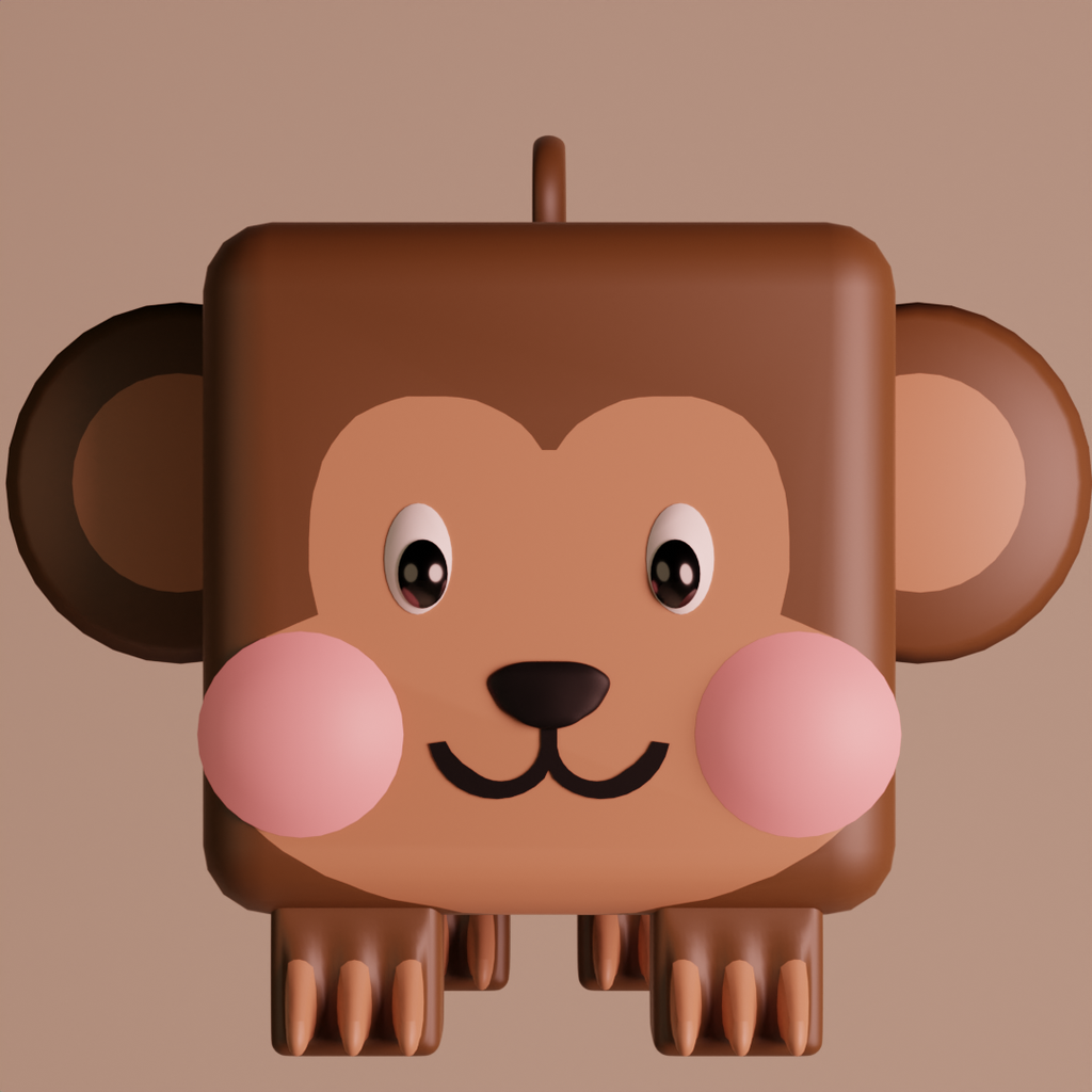Monkey Brown Cube animal | Mammals models | BlenderKit