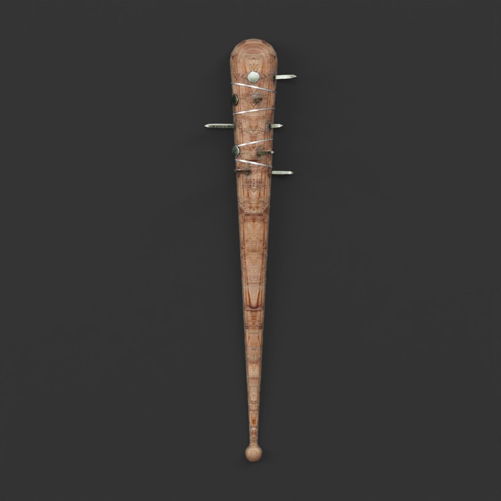 Spiked Wooden Club | Historical Weapons models | BlenderKit