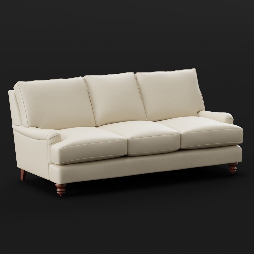 Classic Rolled Arm Sofa – Ivory | Sofas models | BlenderKit