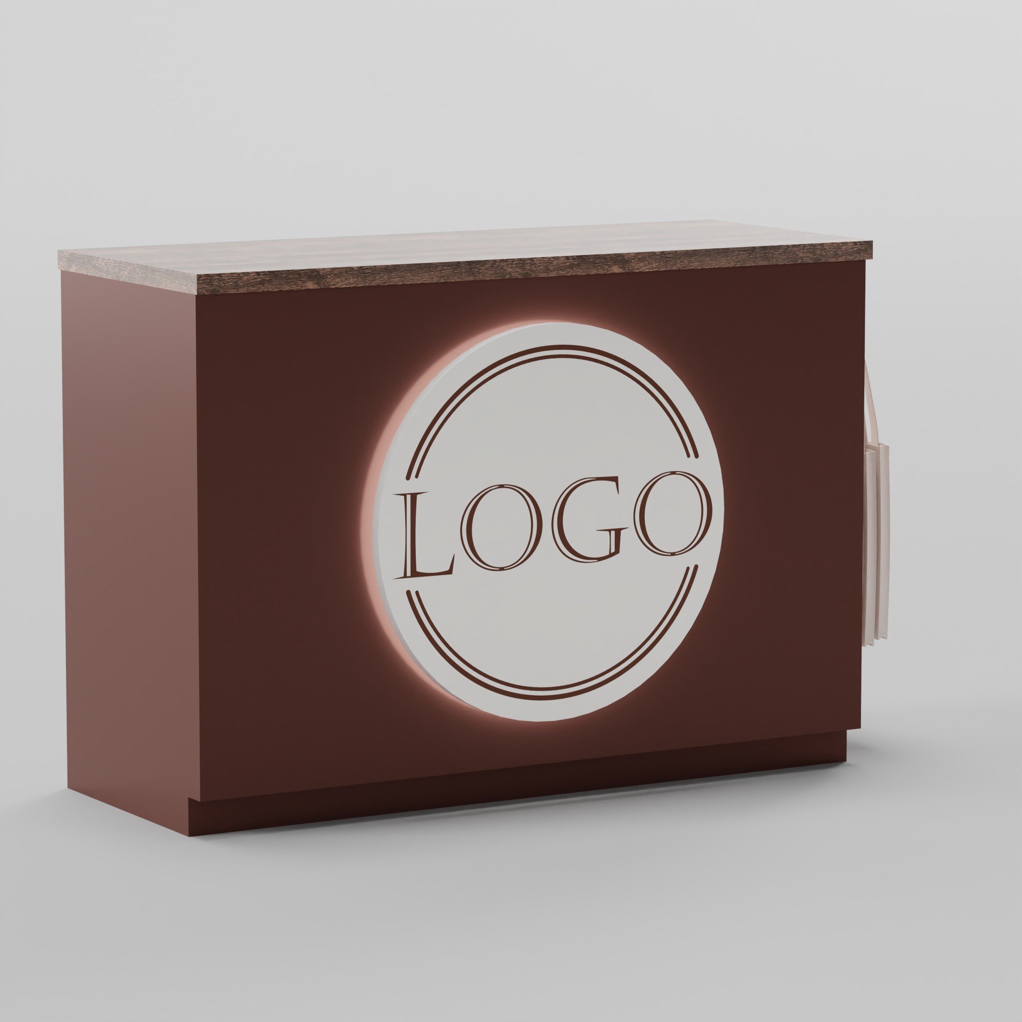 Tradeshow Counter with Backlit Sign | Shopping / Retail models | BlenderKit