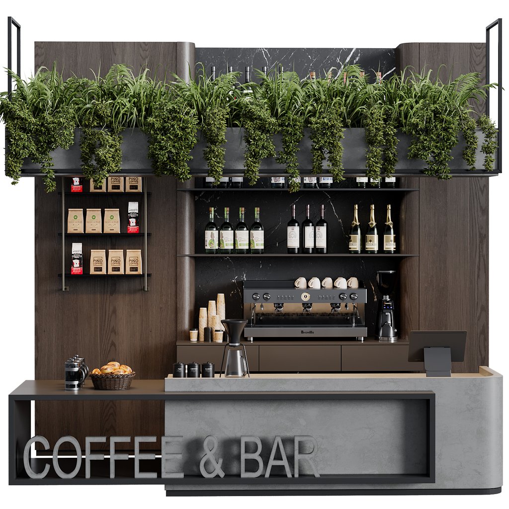 "Urban Green Coffee Bar | Restaurant / Bar models | BlenderKit