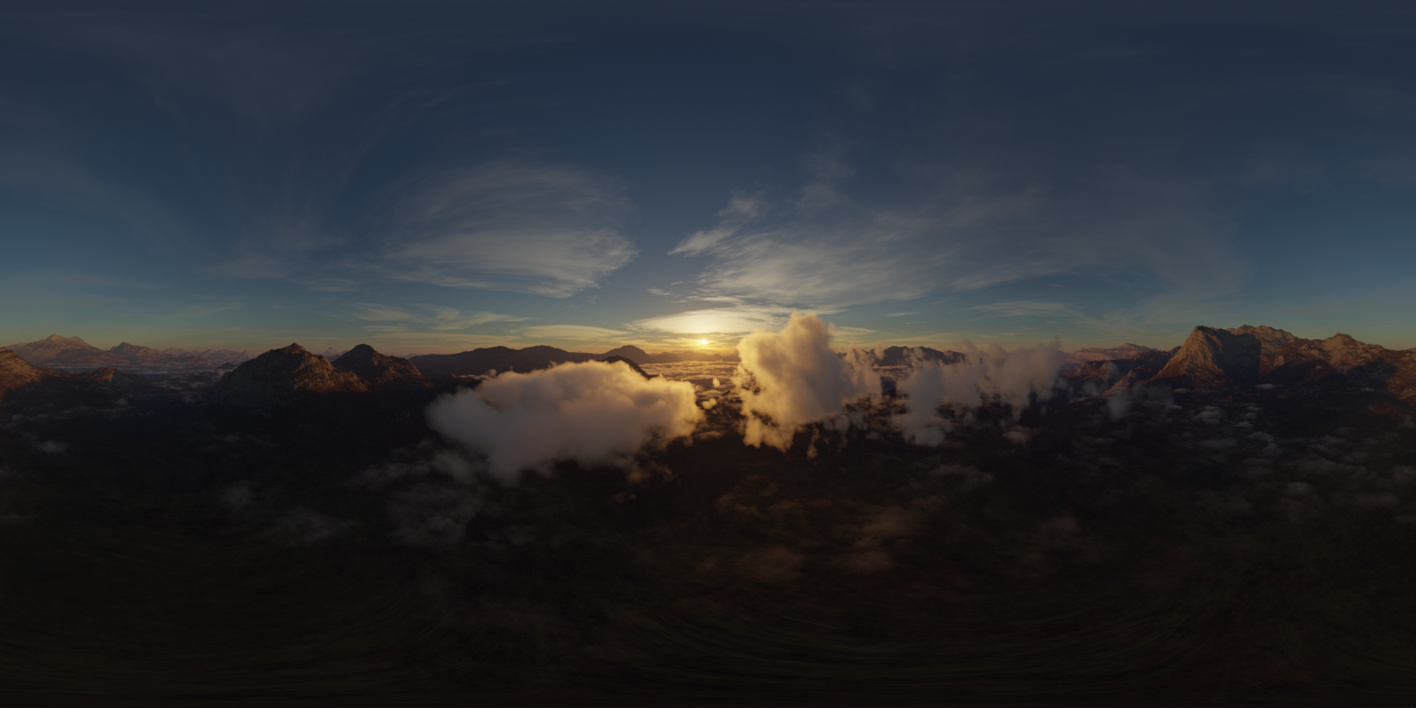 Aerial Cloudy Sunset over Mountains | FREE Landscapes HDRis | BlenderKit