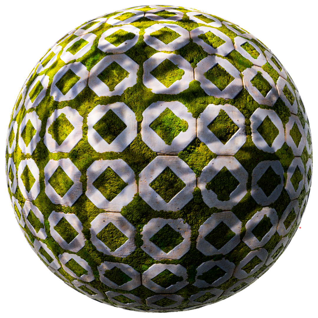 Mossy Crosshatch Park Tiles | FREE paving materials | BlenderKit