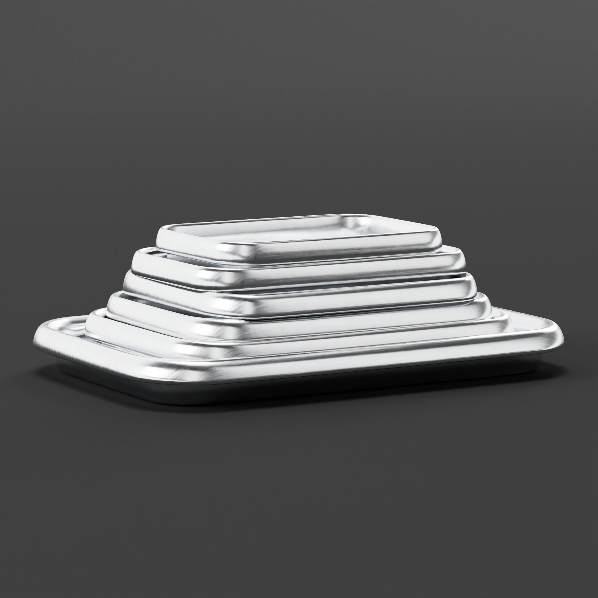 Simple Rectangular Metal Trays | FREE Kitchenware models | BlenderKit