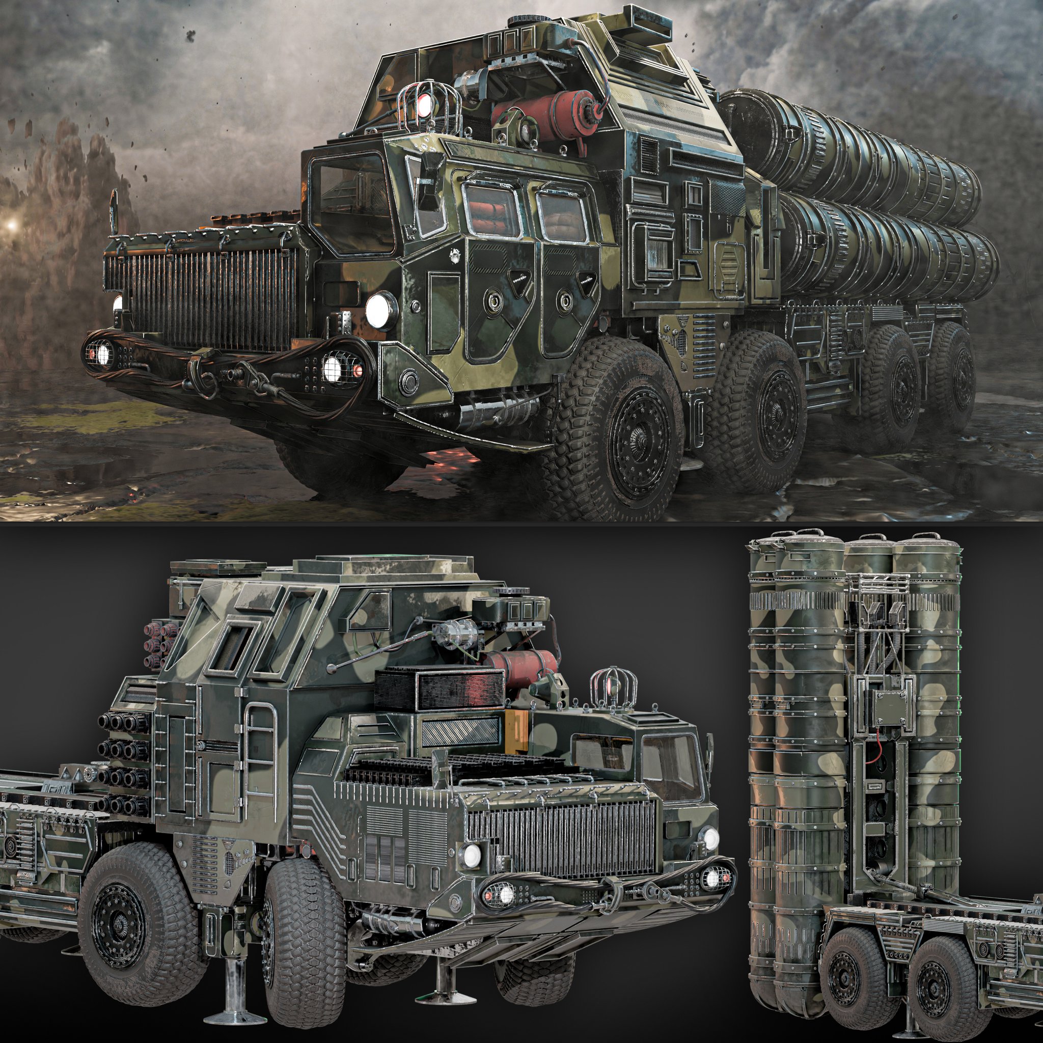Rigged s300 war machine | Military Vehicles models | BlenderKit