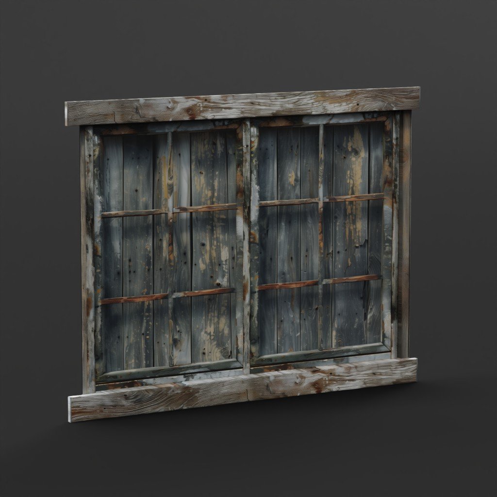 Vintage rustic wooden window | Windows models | BlenderKit