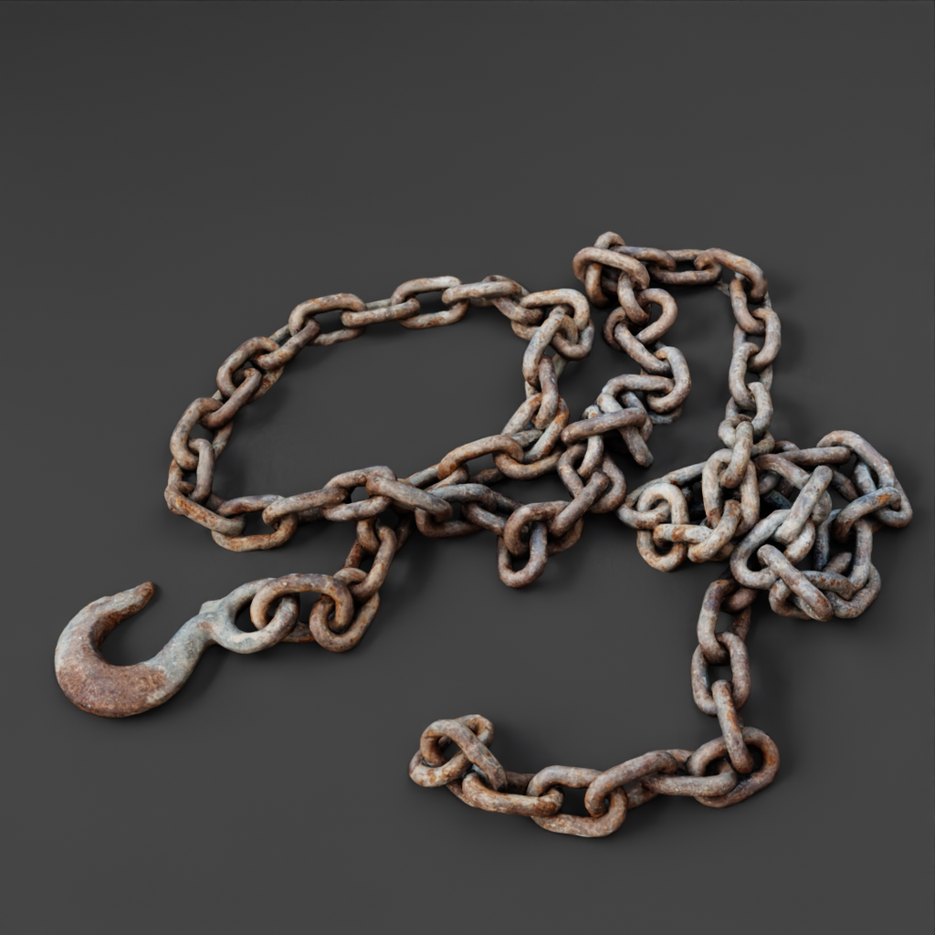 Rusty Chain With Hook | Interior Decorations models | BlenderKit