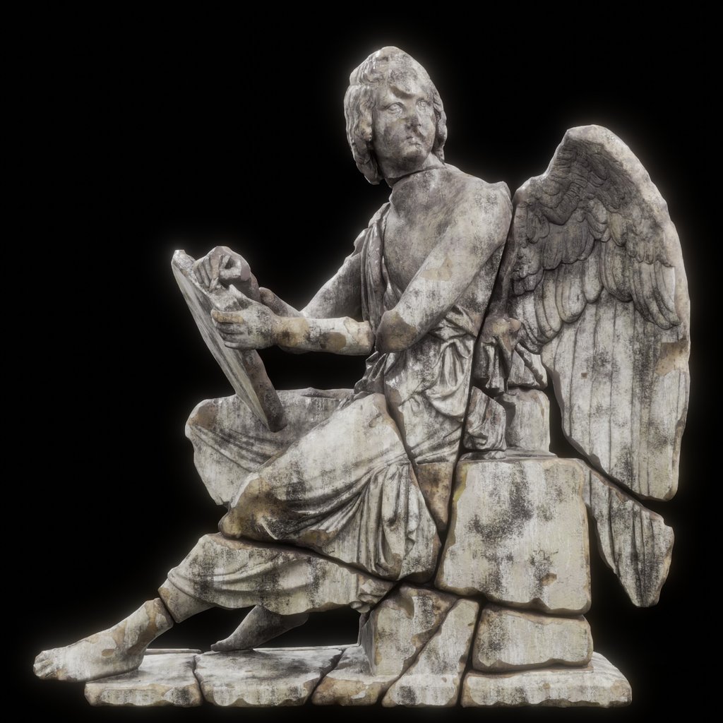 Angel_with_book_dmg | Interior Sculptures models | BlenderKit