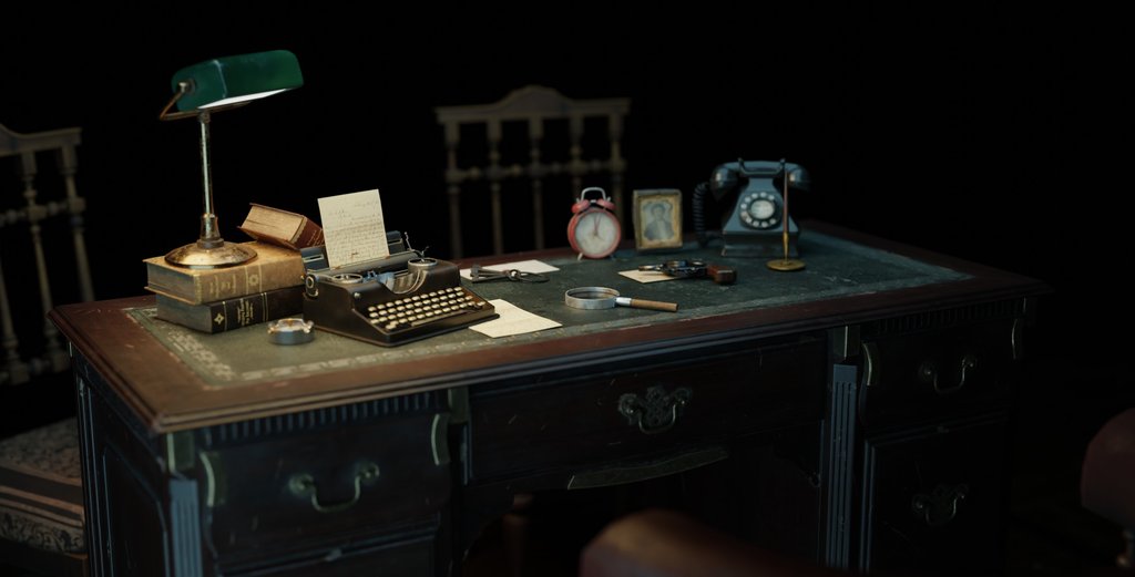 Detective Desk | FREE Private scenes | BlenderKit