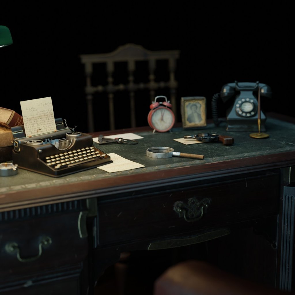 BlenderKit | Download the FREE Detective Desk scene