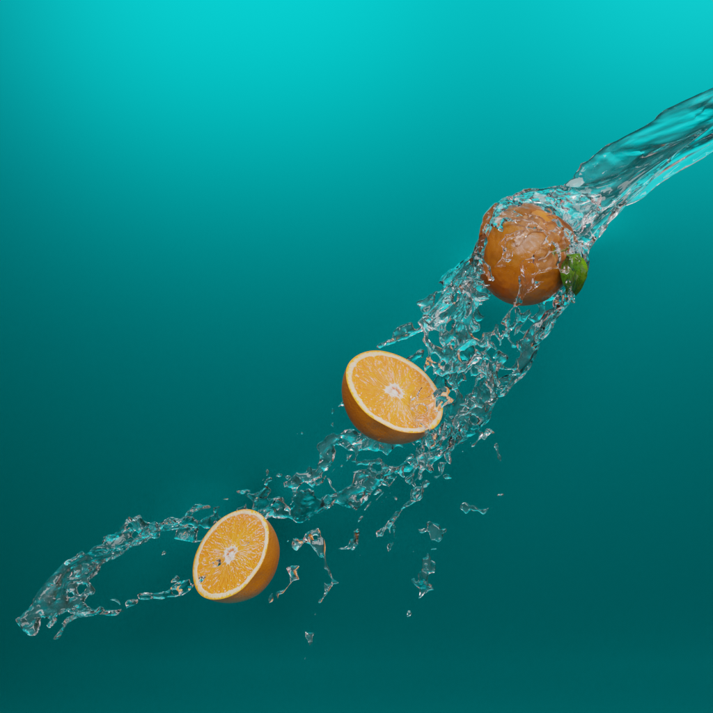 Mock-up orange splash | Mockup scenes | BlenderKit