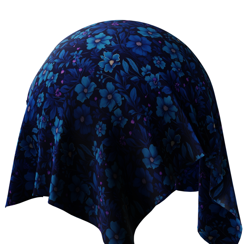 Blue Floral Flannel | FREE fabric materials | BlenderKit