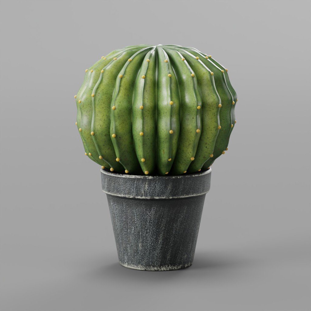 Faux Cactus Plant in Pot | FREE Vases models | BlenderKit