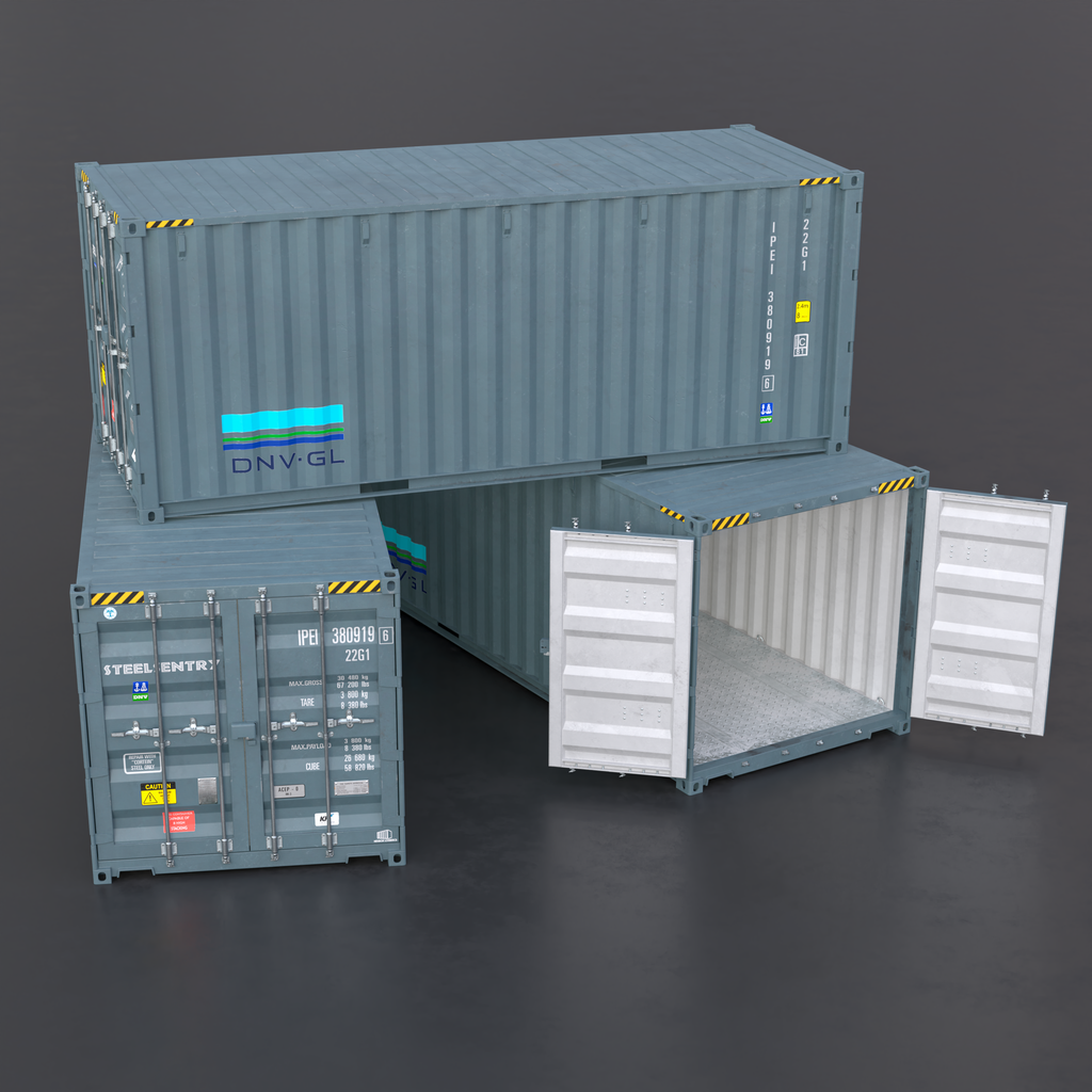 20ft Cargo Container(Blue grey) | Containers models | BlenderKit