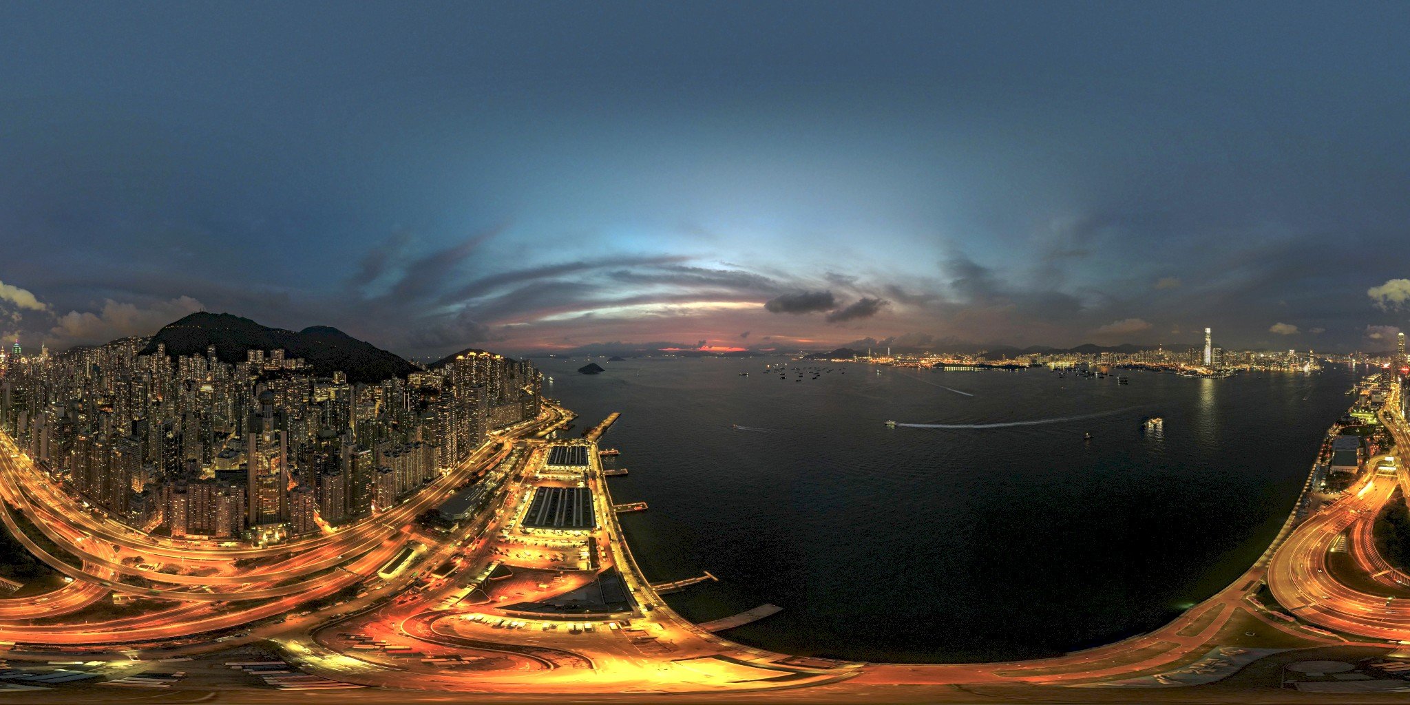 Bird's eye view at night | FREE Nature HDRis | BlenderKit