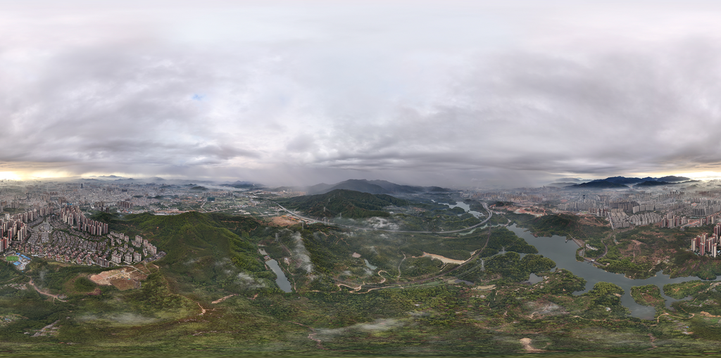 Green tree mountain cloud bluesky | Nature HDRis | BlenderKit