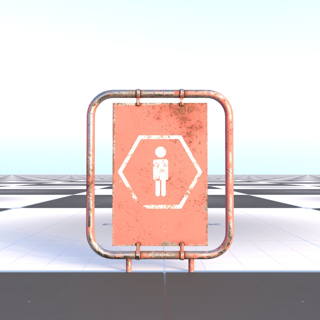 BlenderKit | Download the Industrial Railing Sign Frame model