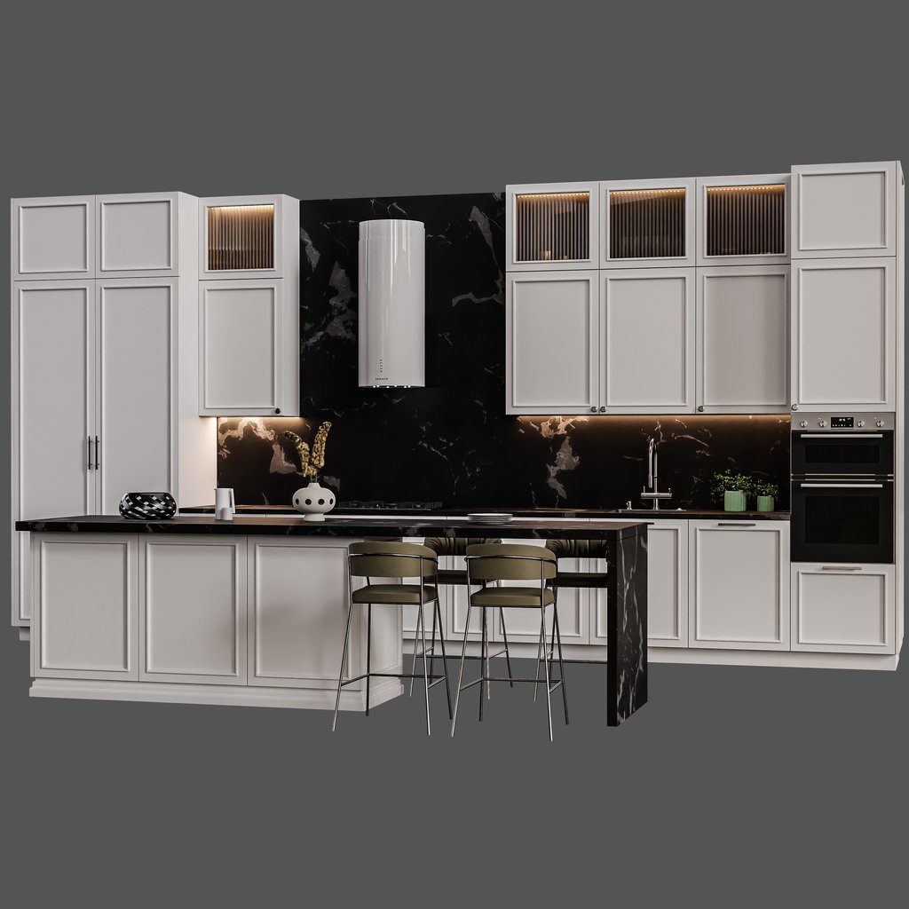 Kitchen neoclassicA | Kitchen Sets models | BlenderKit