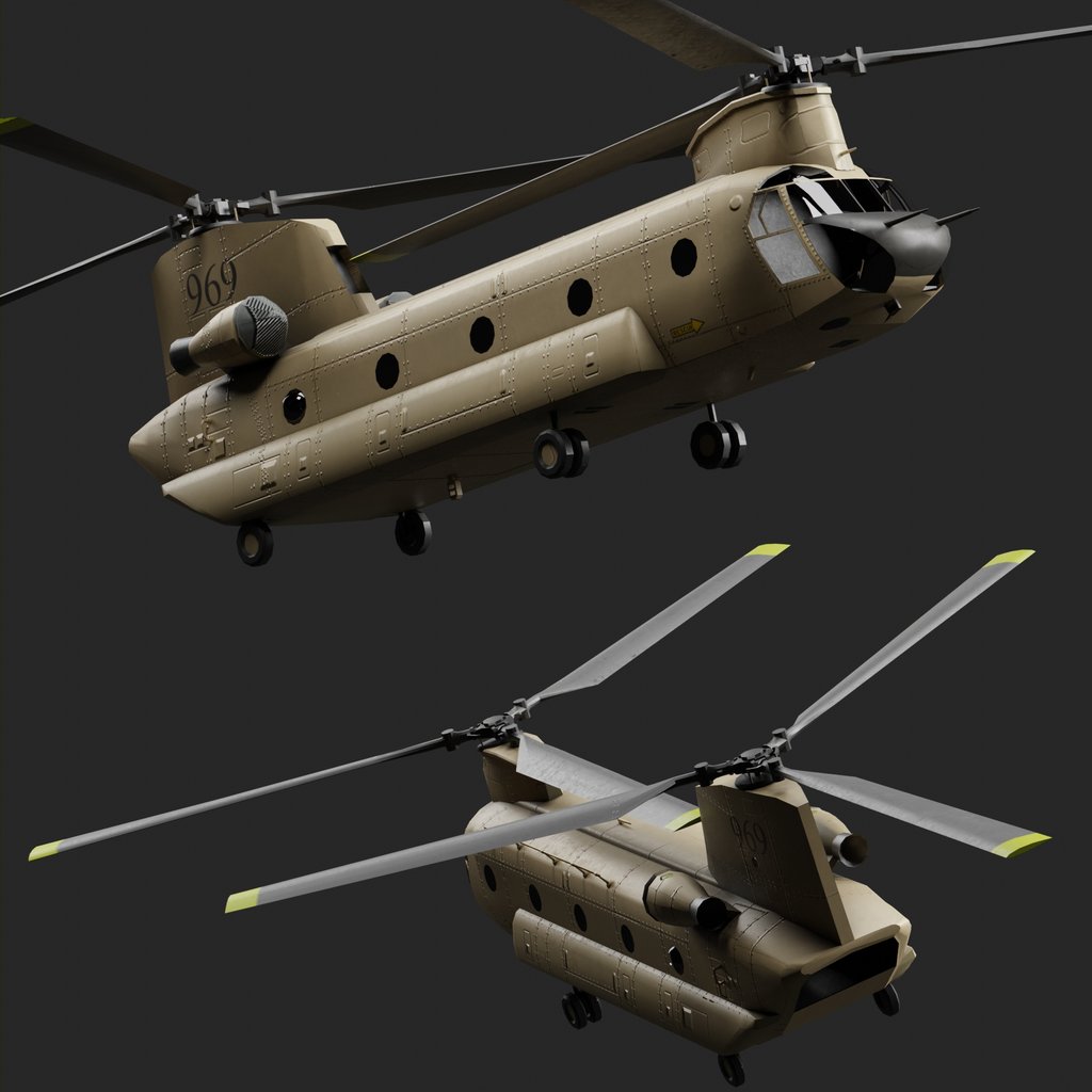 BlenderKit | Download the FREE Chinhook CH-47 military helicopter model