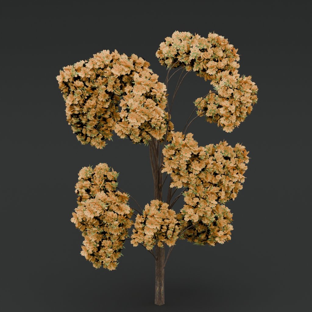 Yellow flowered-light green leaved tree | FREE Trees models | BlenderKit