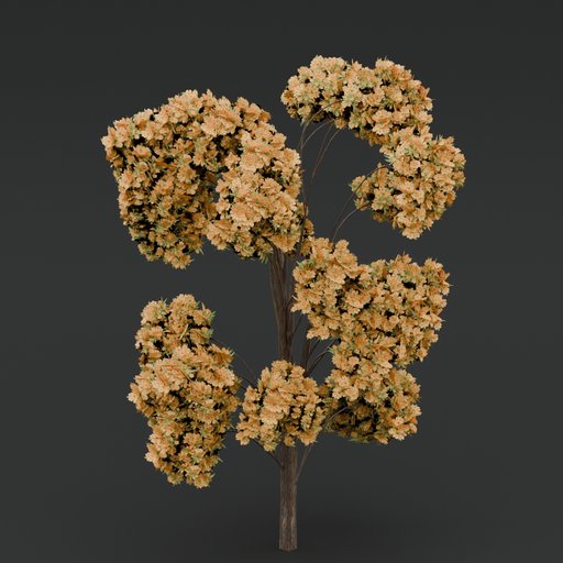 Yellow flowered-light green leaved tree | FREE Trees models | BlenderKit