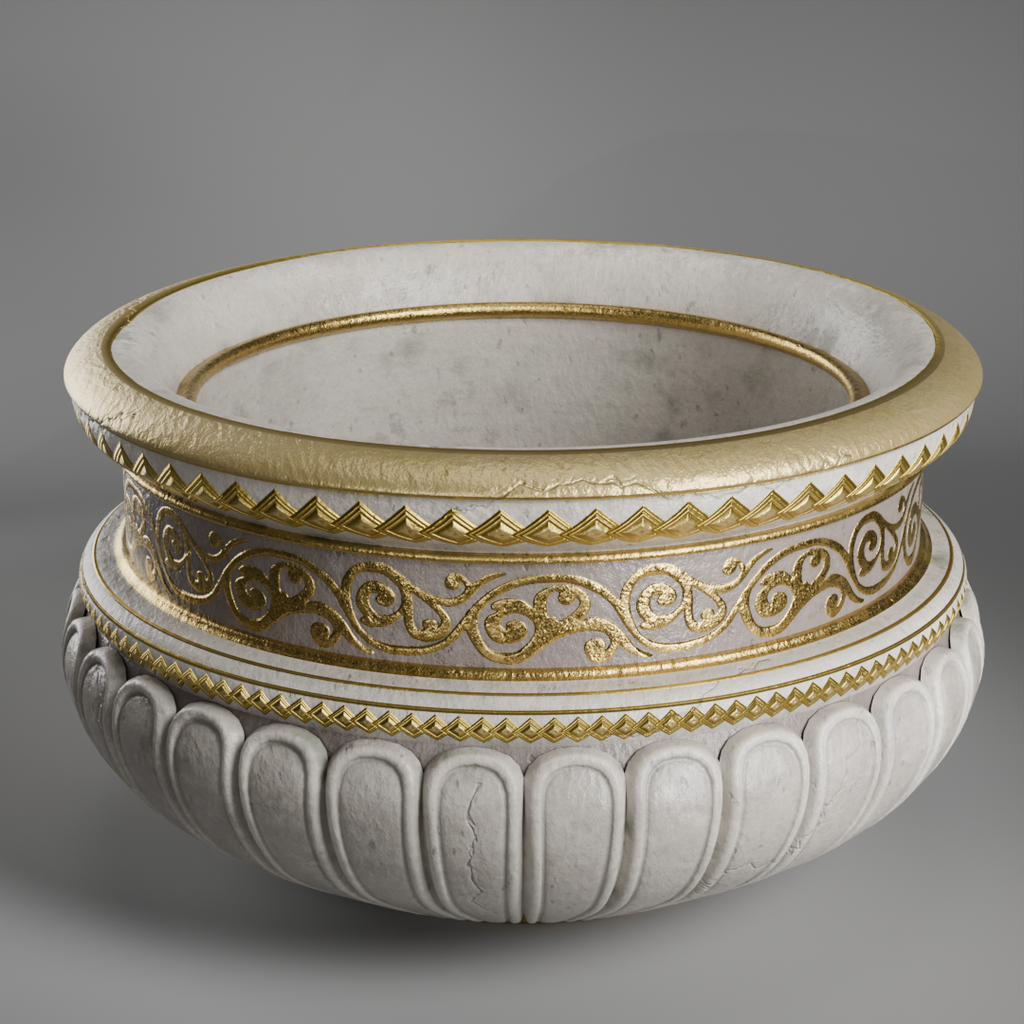 Antique Gold Trim Romanesque Vase | Vases models | BlenderKit
