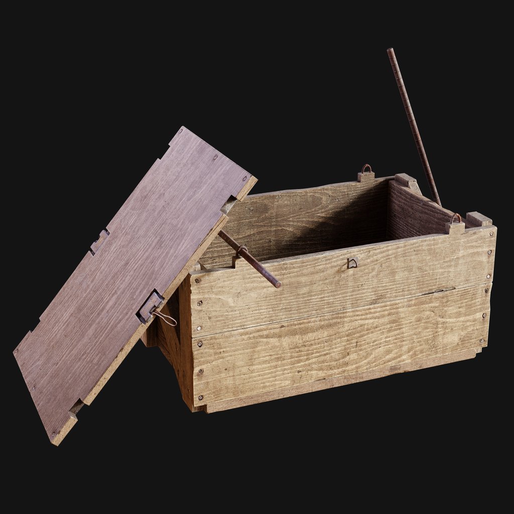 Heavy-Duty Freight Crate Opened | Containers models | BlenderKit