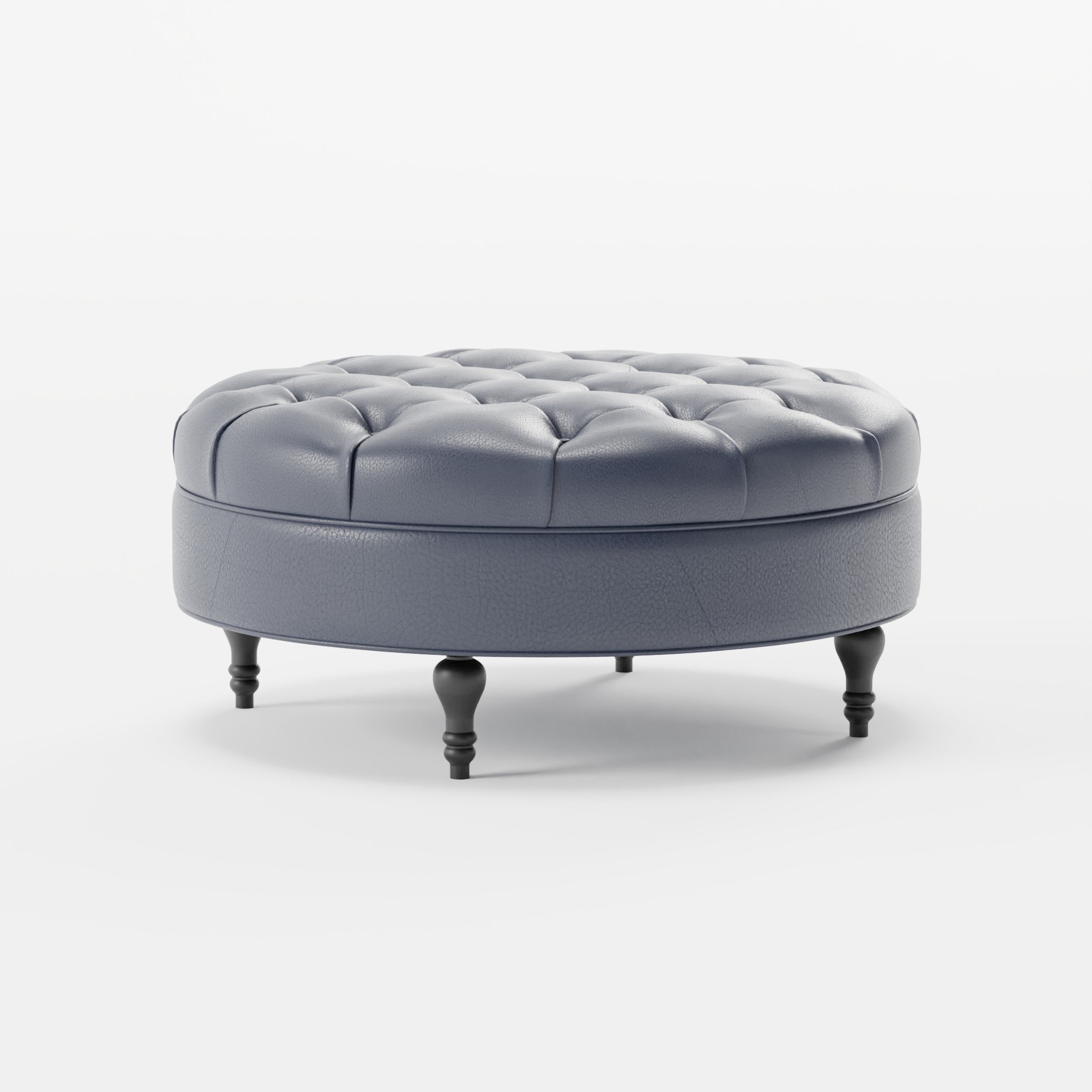 Adams Round Leather Ottoman | Poufs models | BlenderKit