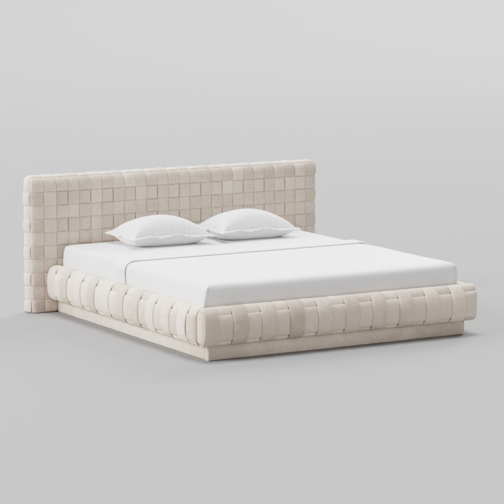 Upholstered Platform Bed | Beds models | BlenderKit