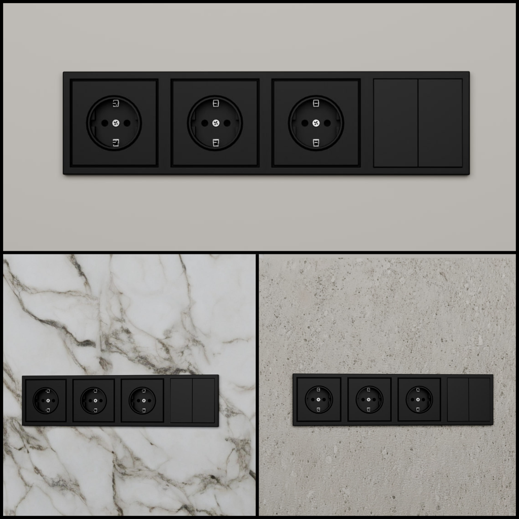 Black wall Socket + switch HausMark Juna | FREE Miscellaneous models ...