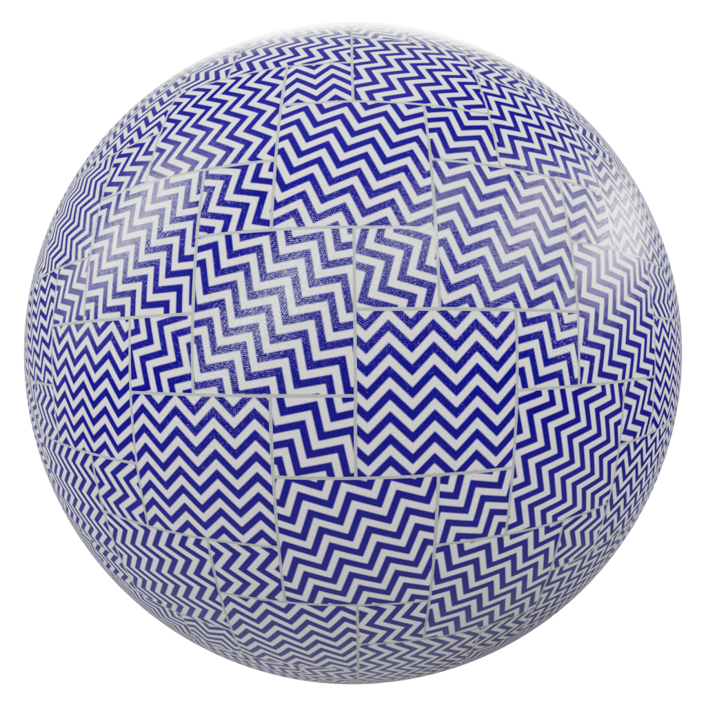 Blue white zig zag tiles | FREE tiles materials | BlenderKit